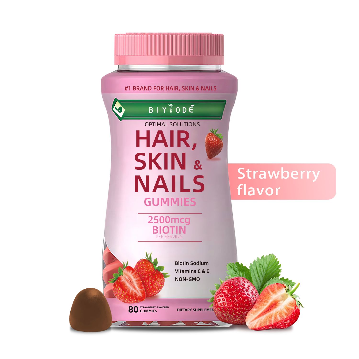Best price for BIYODE Hair Skin Nails Gummies 80 Gummies Strawberry ...