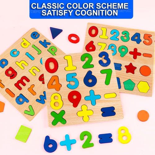 Best price for 3 In 1 Montessori Wooden Alphabet, Numbers & Shapes ...