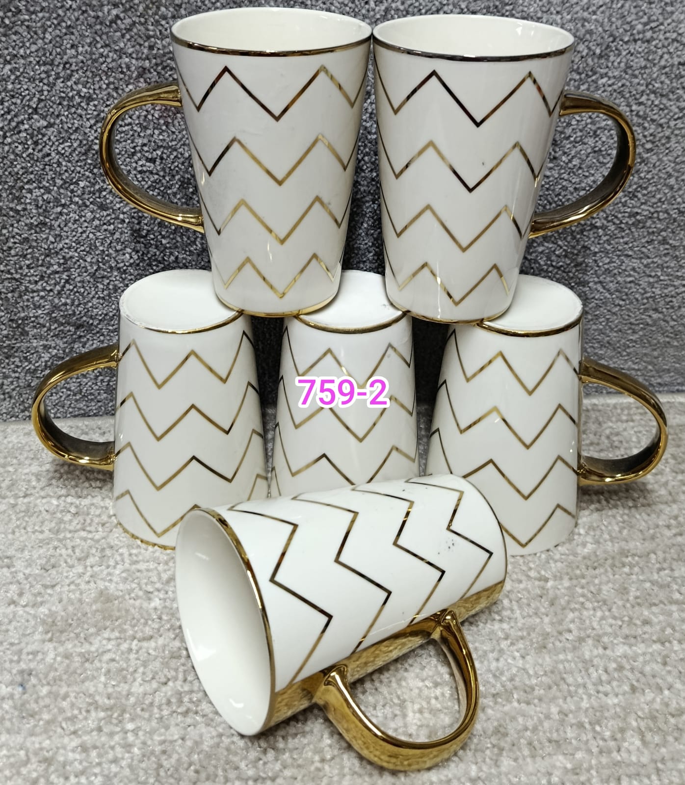 Best price for 6 pc mug gold stripped Strong ceramic mugs in big value ...