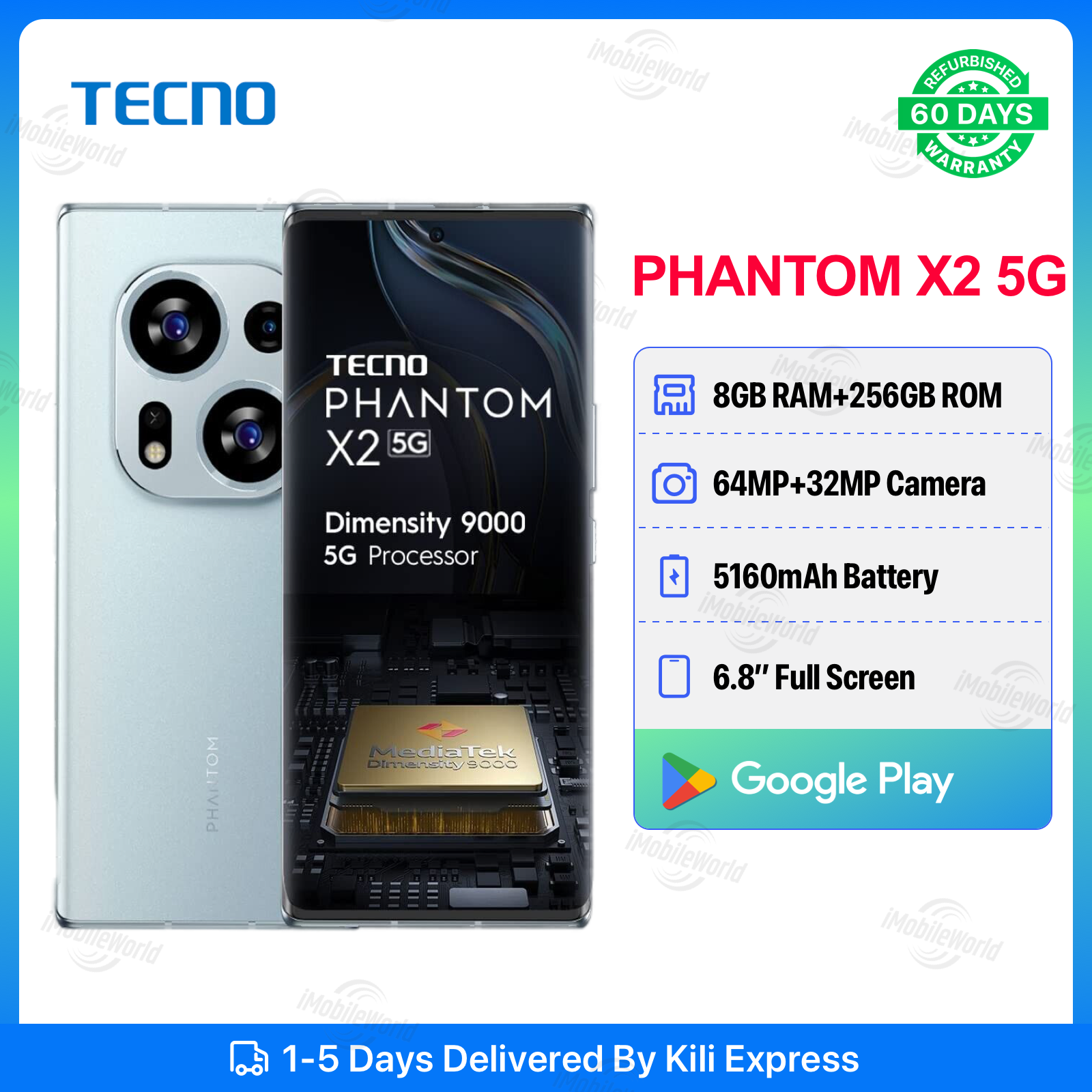 Best price for Refurbished TECNO PHANTOM X2-5G 8GB RAM 256GB ROM 6.8 ...