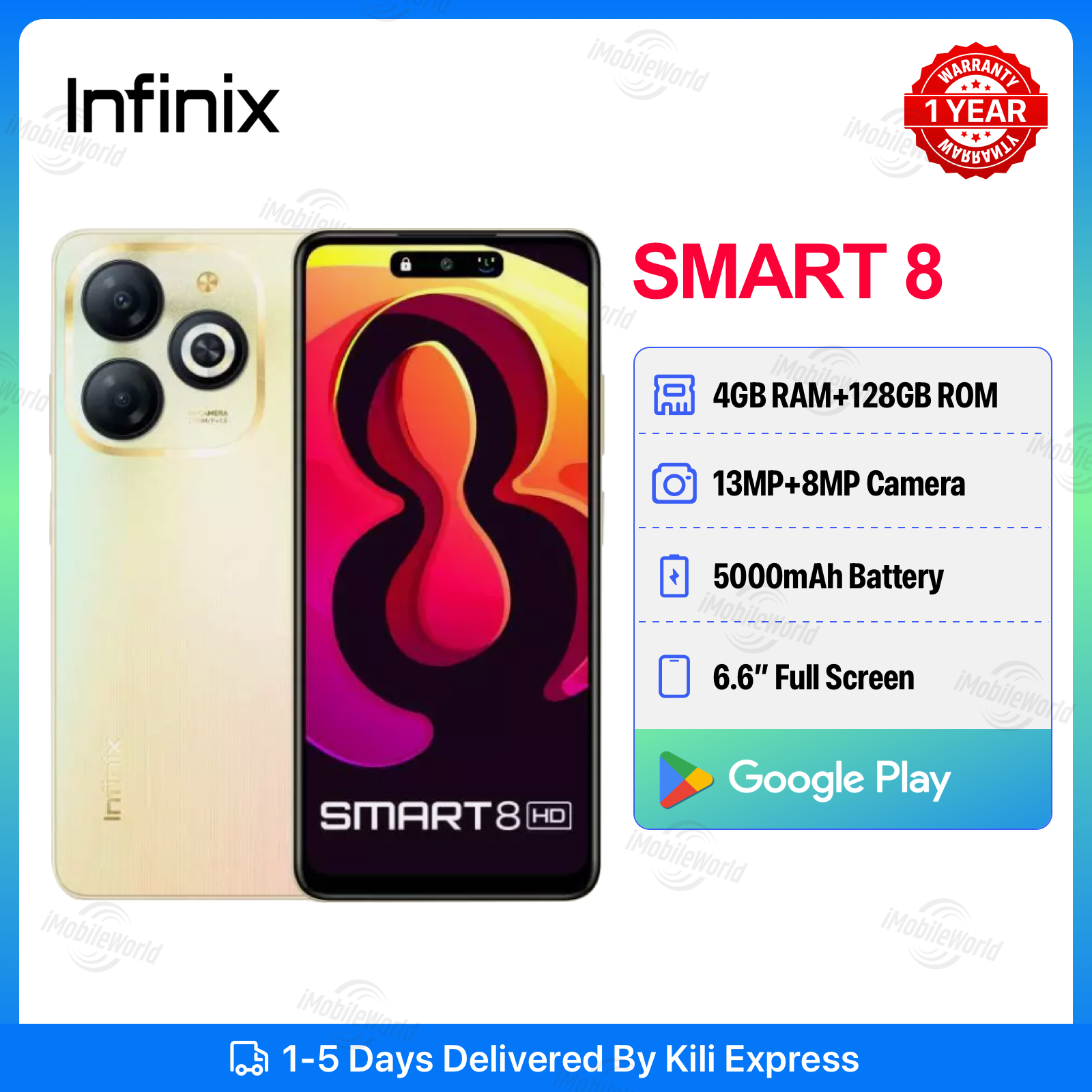 Best price for Refurbished INFINIX SMART 8 4GB RAM + 128GB ROM 6.6 ...