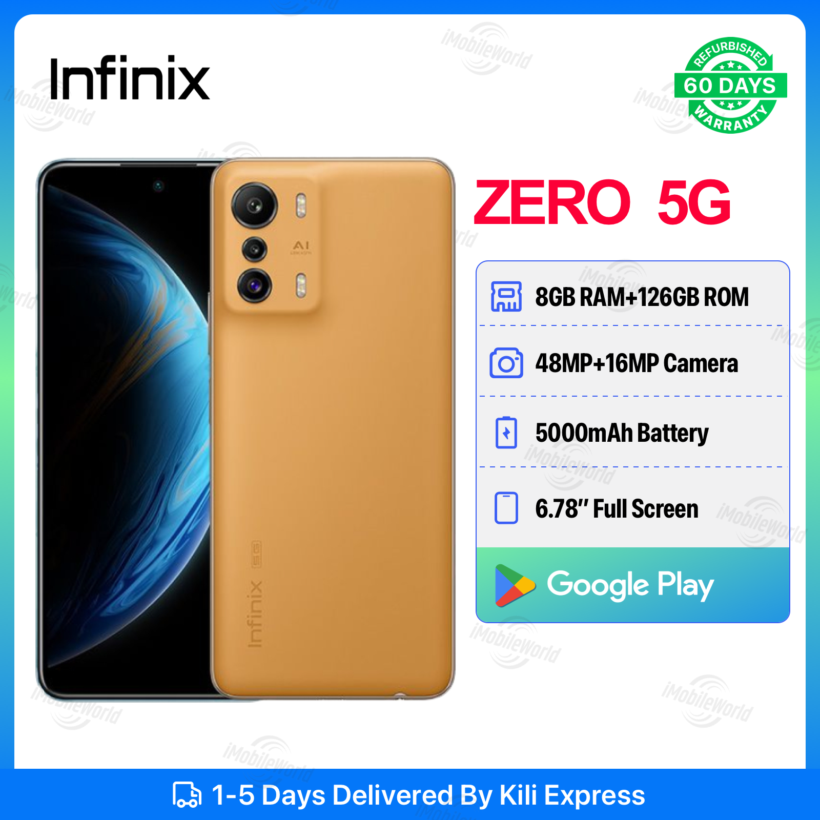 Best price for Refurbished Infinix Zero 5G 8GB RAM + 128GB ROM 6.78 ...