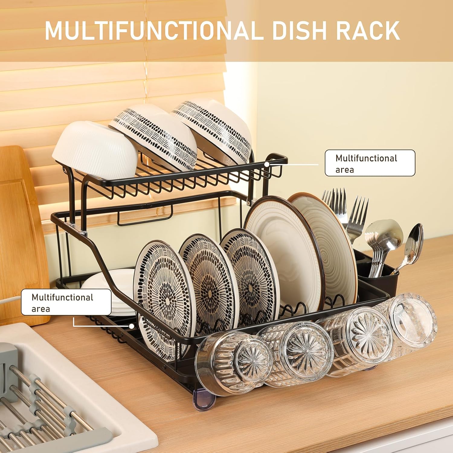 Best price for Black Aluminium Dish Drying Rack - Rust Proof Kitchen ...