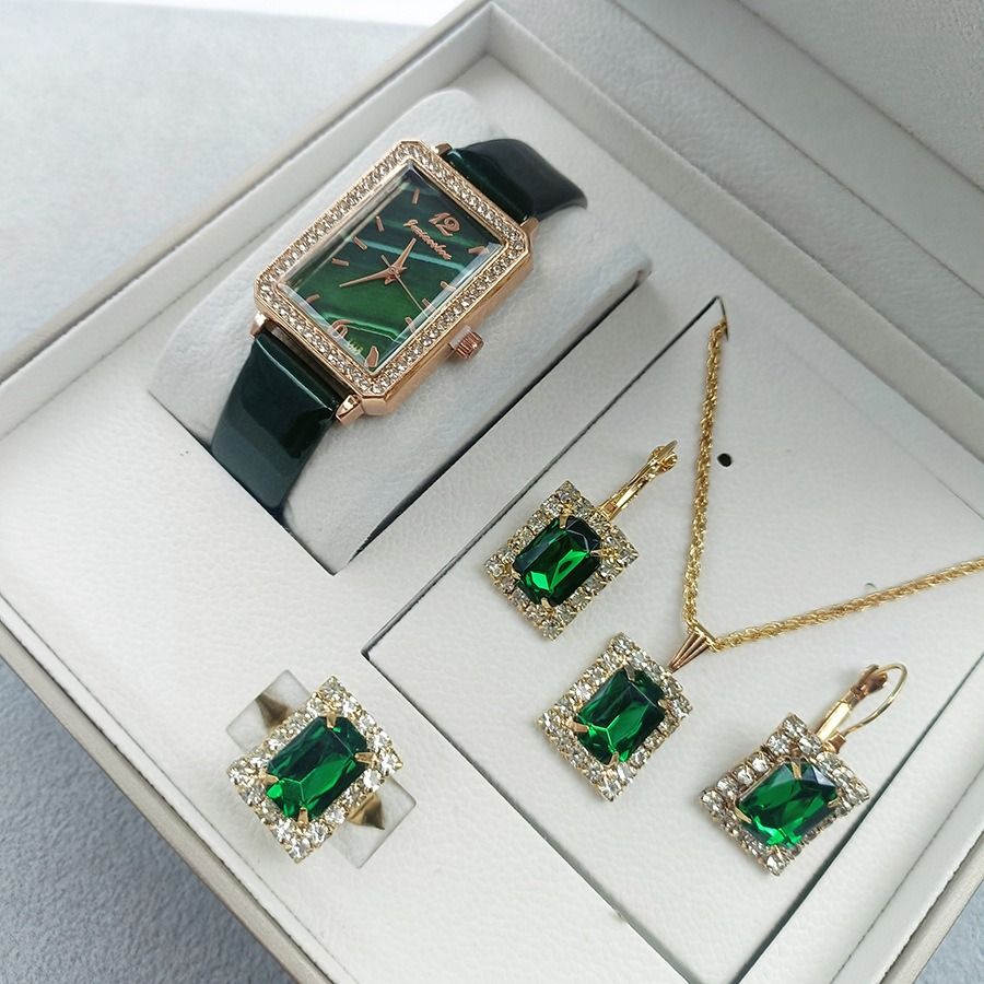 Best price for 2024 Africa new women's watch set Green women's leather ...