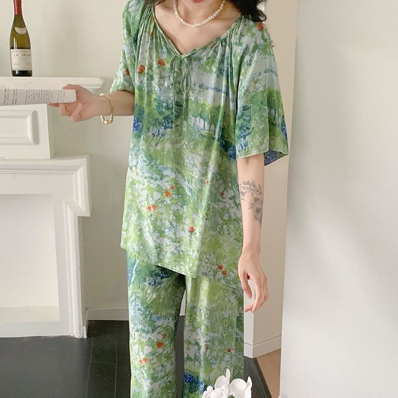 Best price for 2024 Africa's new cotton silk pajamas women's summer ...