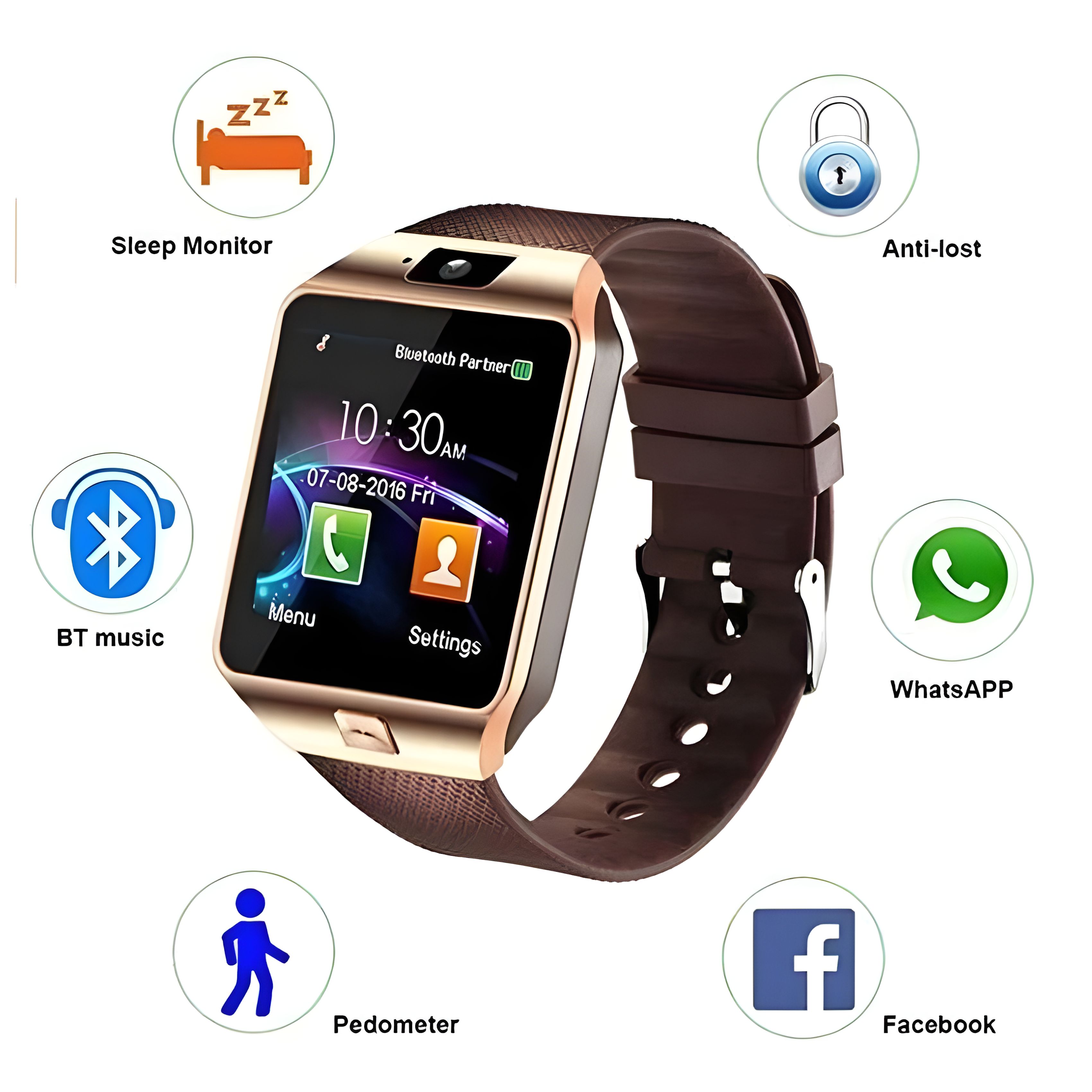 Best price for W007 Smartwatch with Built-in Camera | SIM Card + Memory ...