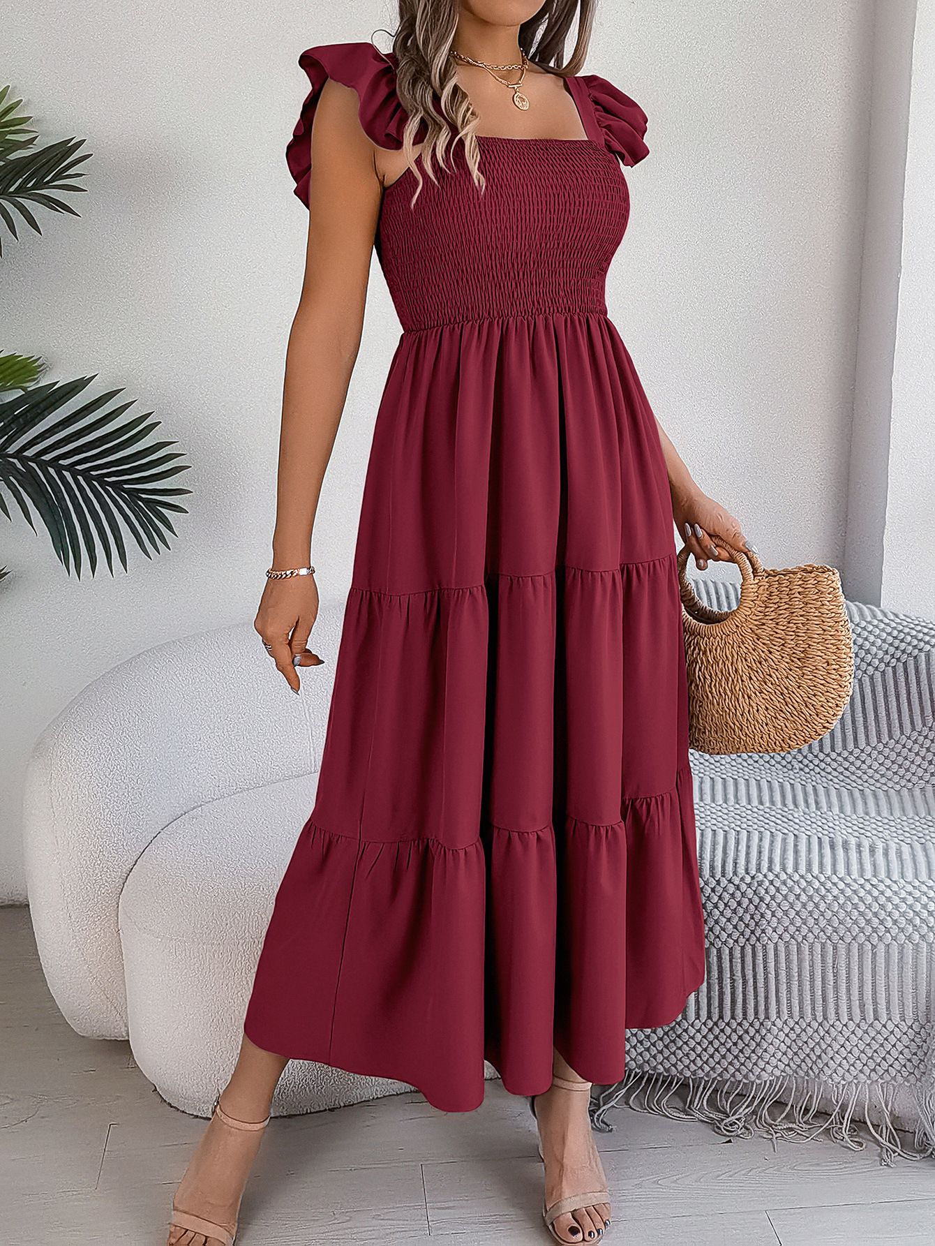 Best price for Customized Women's Casual Midi Dress Bohemian Solid ...