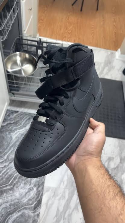 Best price for Af1 high top/cut black leather sneaker shoe
