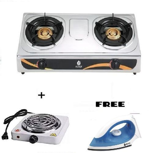 Best price for Nunix Double Gas Burner Stove + ELECTRIC COOKER + FREE ...