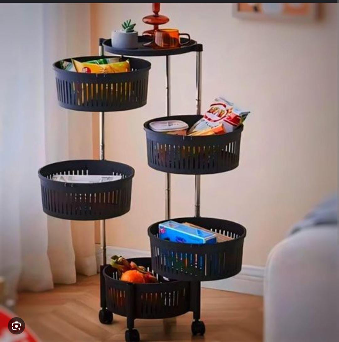 Best price for Round Rotating Storage Basket 5-Tier Vegetable Fruit ...