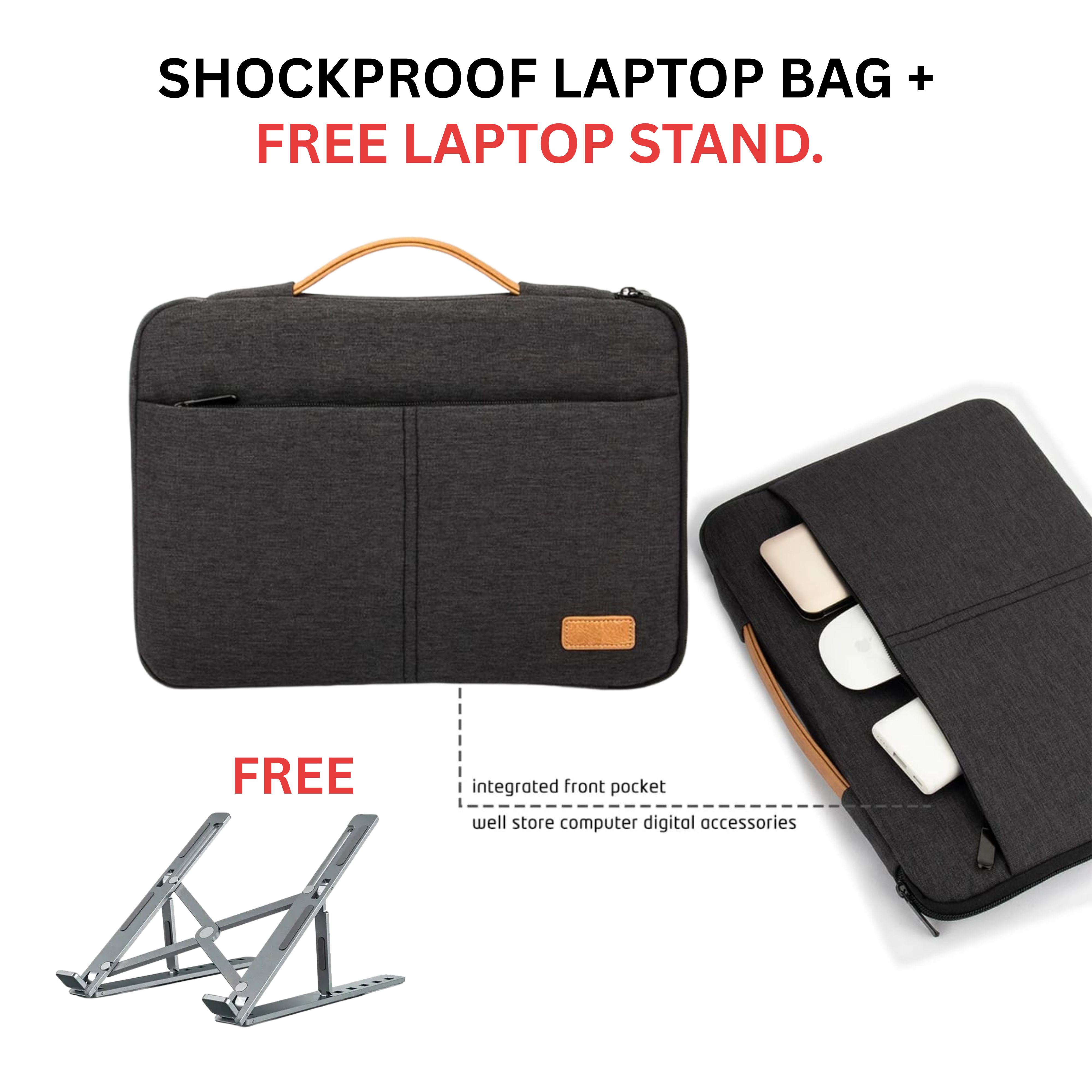 Best price for Shock Proof Travel Laptop Bag + Free Laptop Stand Color ...