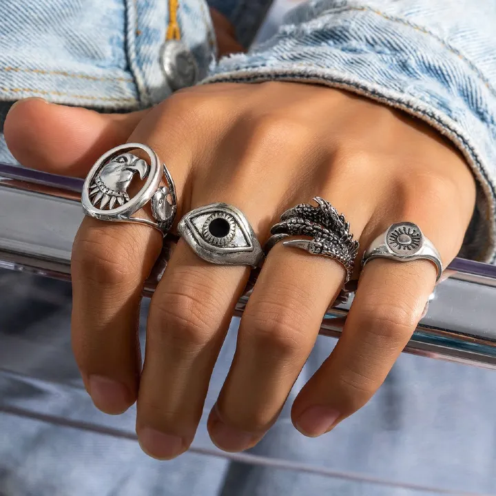 Best price for Retro Vintage Distressed Eagle Rings for Men Trendy ...