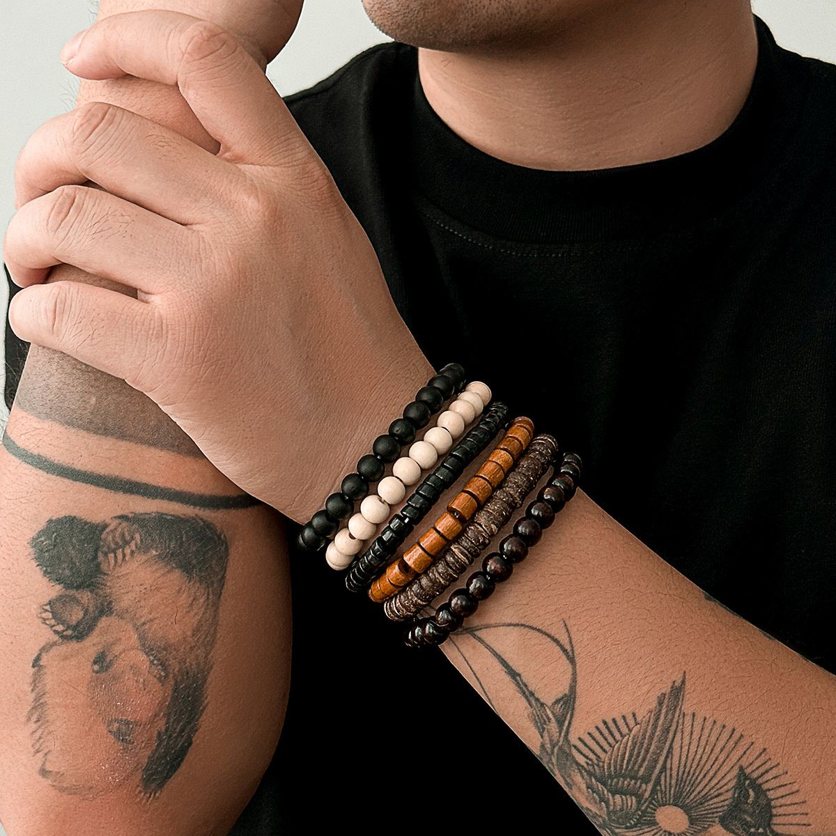 Best price for 5Pcs Retro Wood Bead Strand, Hip-Hop Minority Handmade ...