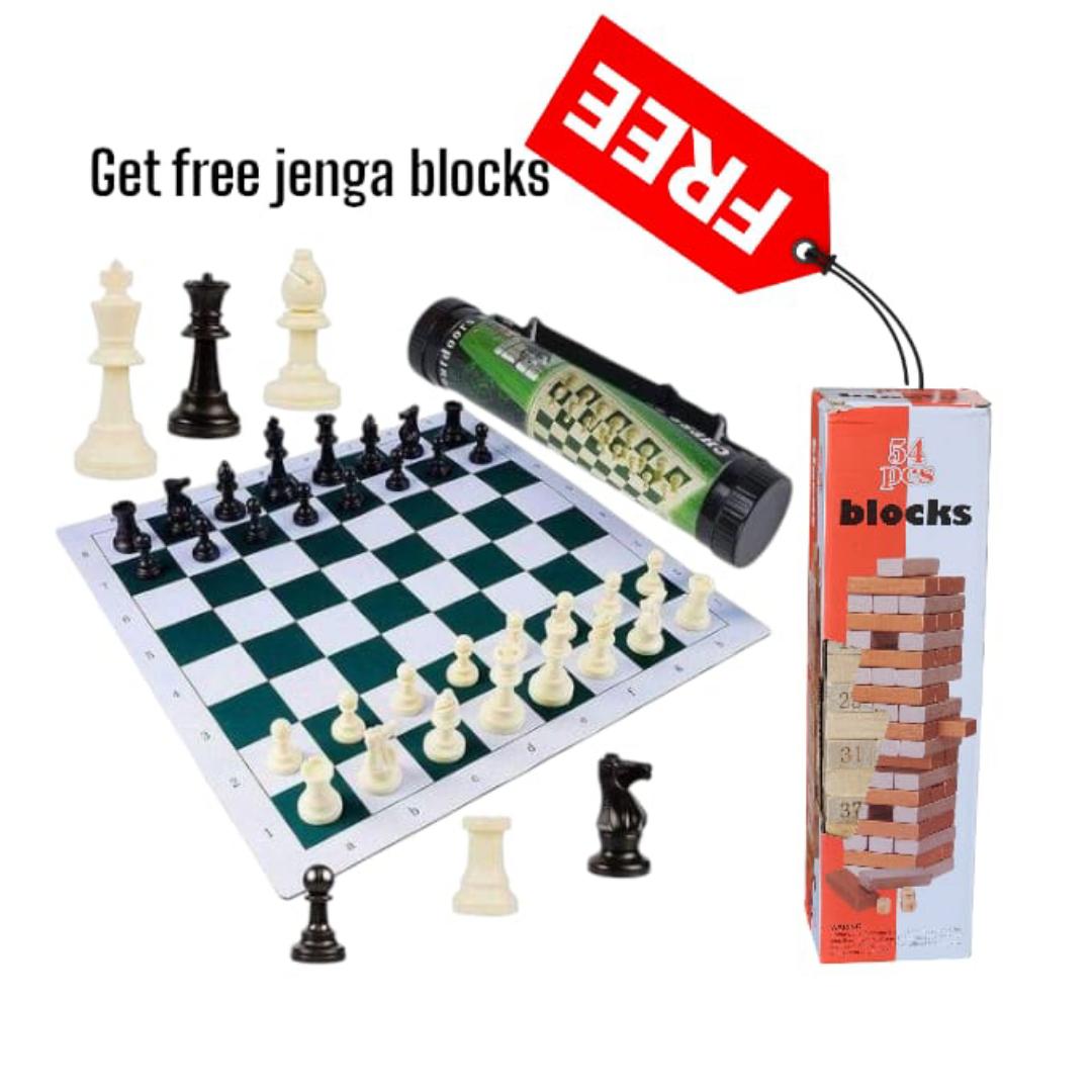 Best price for Tournament Portable Chess Mat & FREE Jenga Block Combo ...