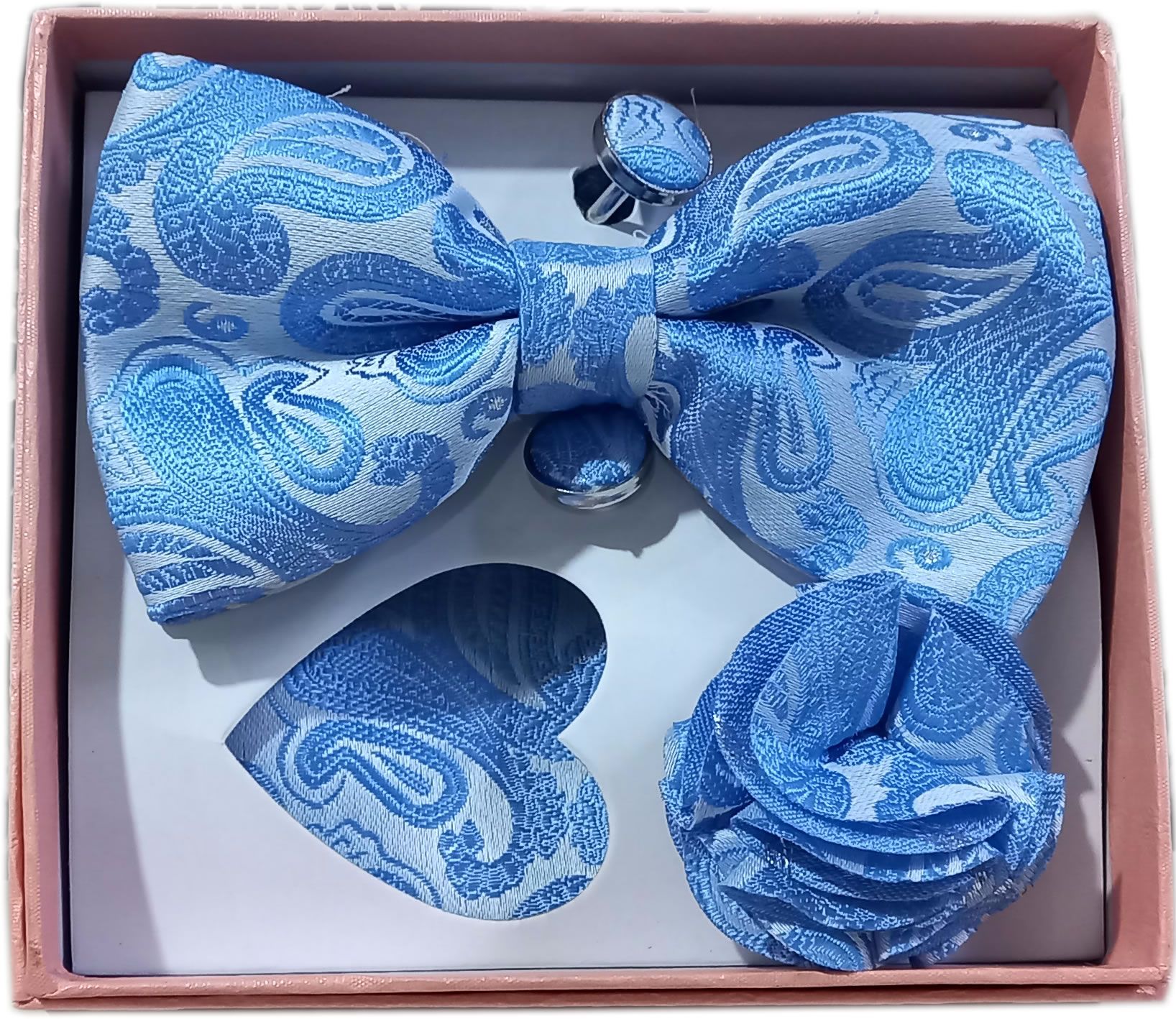 Best price for Light Blue Floral Bow Tie Set – Bow Tie, Pocket Square ...