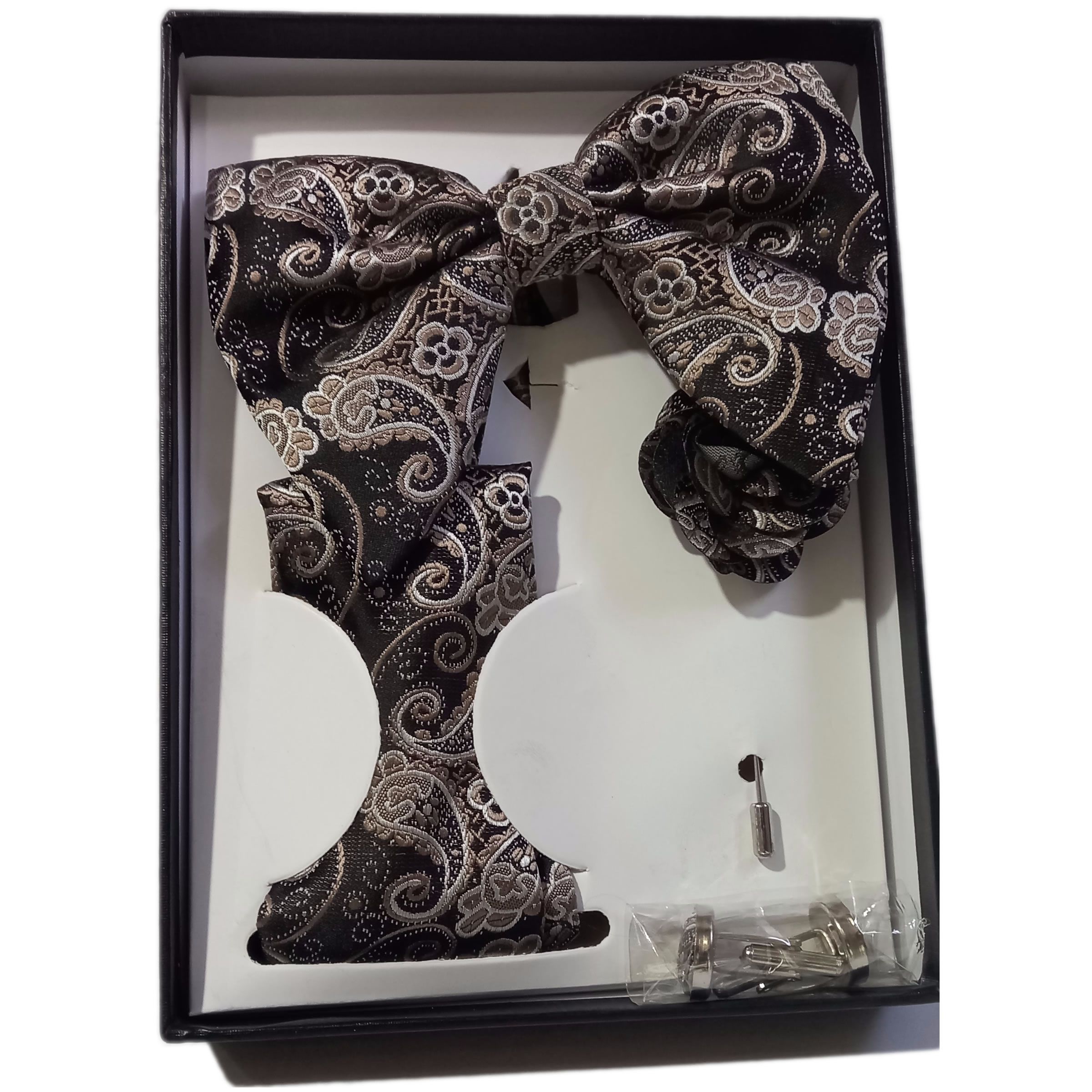 Best price for Brown Floral Bow Tie Set – Bow Tie, Pocket Square, and ...