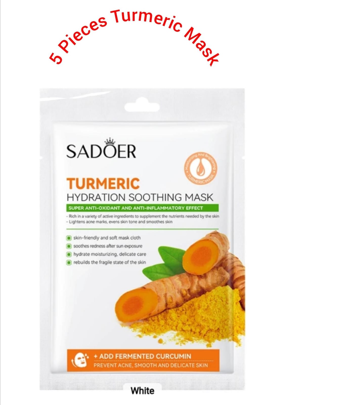 Best price for Sadoer Face Mask, 5 Pieces Turmeric Face Mask, Tumeric ...