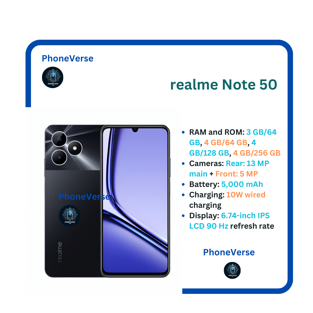 Best price for [Limited Offer] Brand New realme Note 50 6.74" 90Hz 256GB ROM + 8(4+4)GB RAM ...