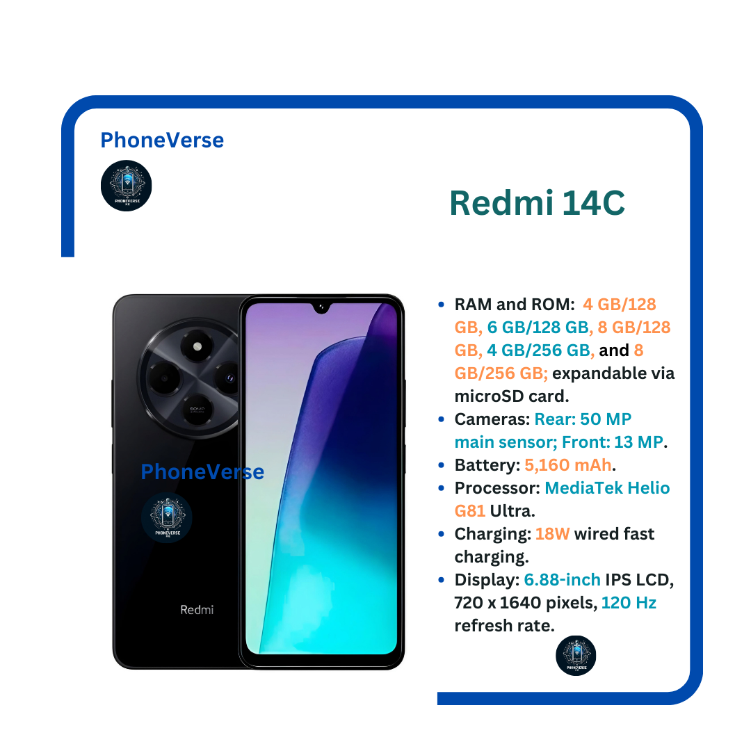 Best price for [New Arrivals] Xiaomi Redmi 14C 8GB RAM + 256GB Storage 4G Network Dual SIM 6.88 ...