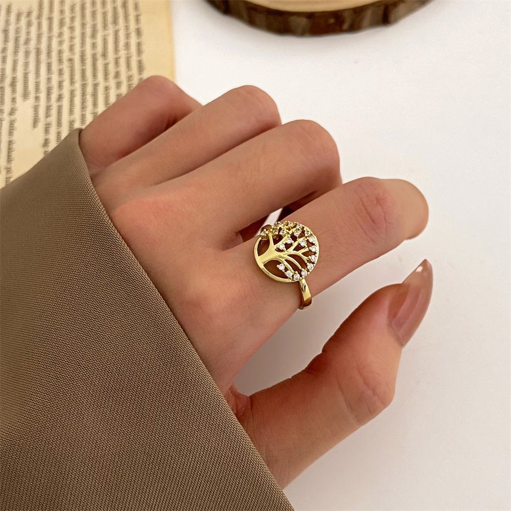 Best price for Jewellery Ring, Sleek and simple openwork geometric tree ...