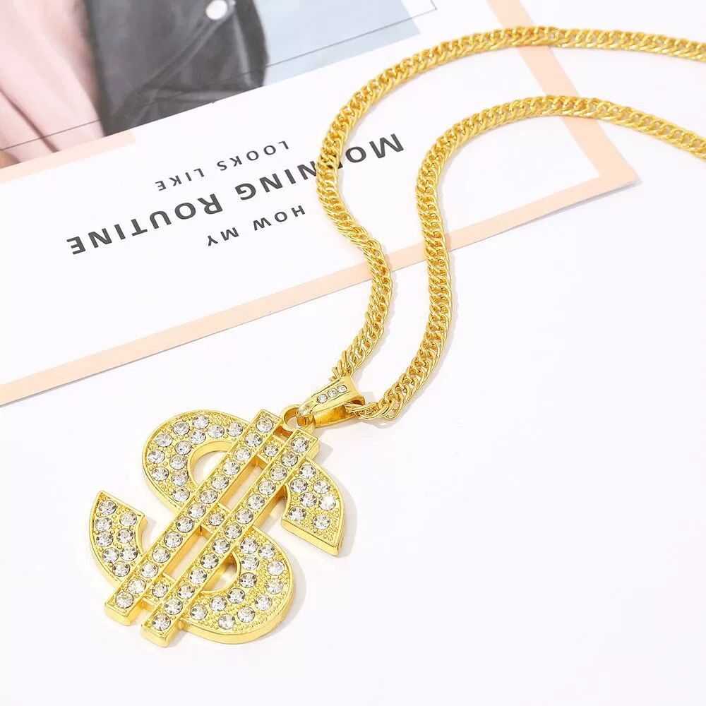 Best price for Vintage hip hop gold chain dollar gold symbol necklace ...
