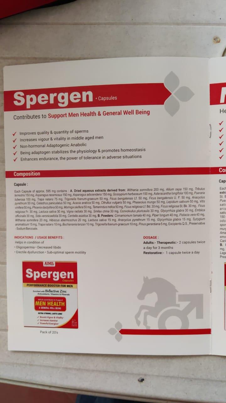 Best price for Aimil Spergen capsules 20's. : For vigour; vitality for ...