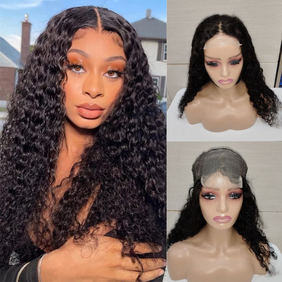 Best price for 4*4 Closure Water Wave Wig 200% Density 20inch Human ...