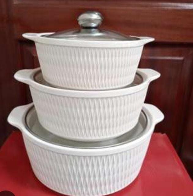 Best price for 3 pc ceremic soup pot gold round, Premium ceramic: LEAD ...