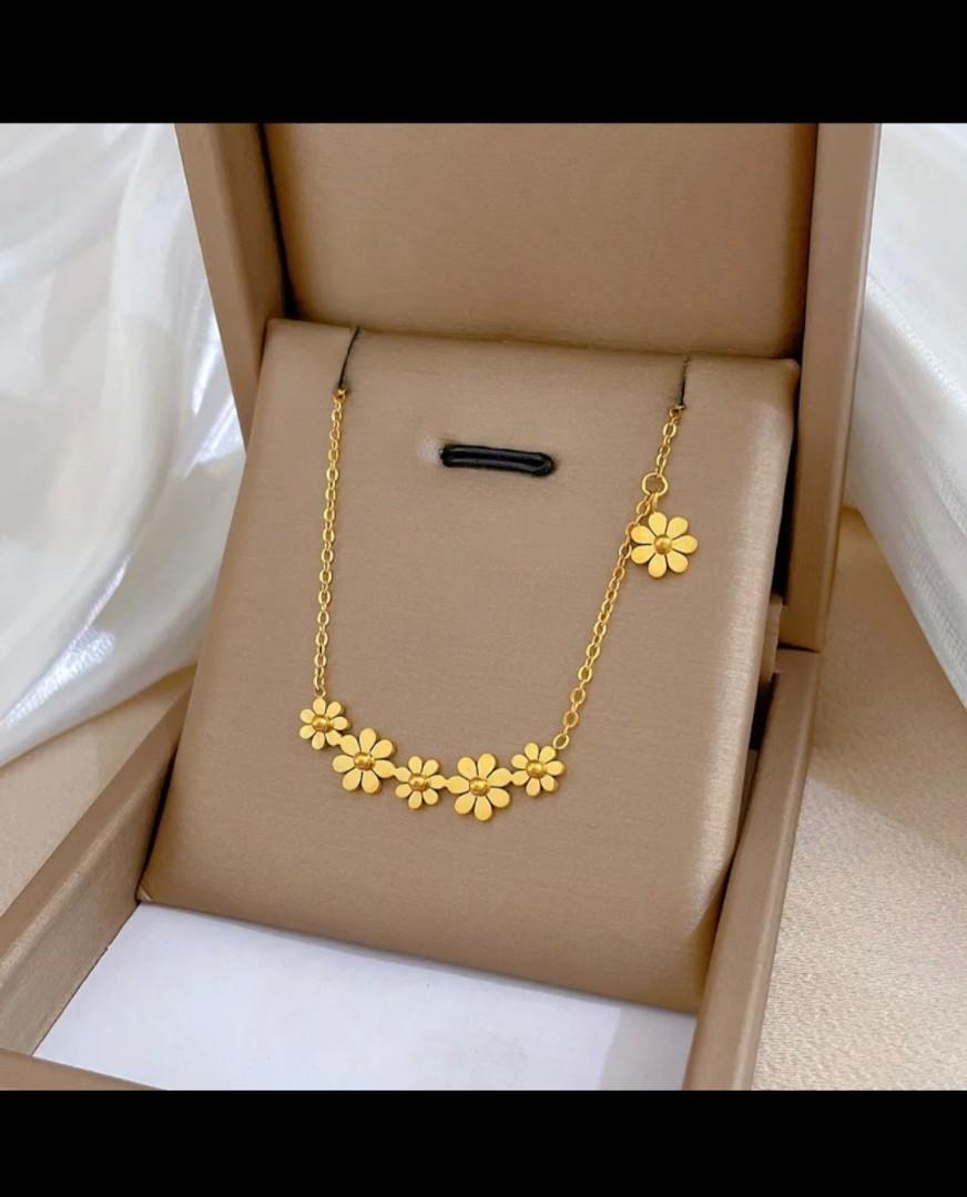 Best price for 🌼Stainless steel 18K gold-plated titanium daisy flower ...