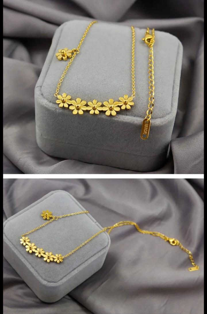 Best price for 🌼Stainless steel 18K gold-plated titanium daisy flower ...