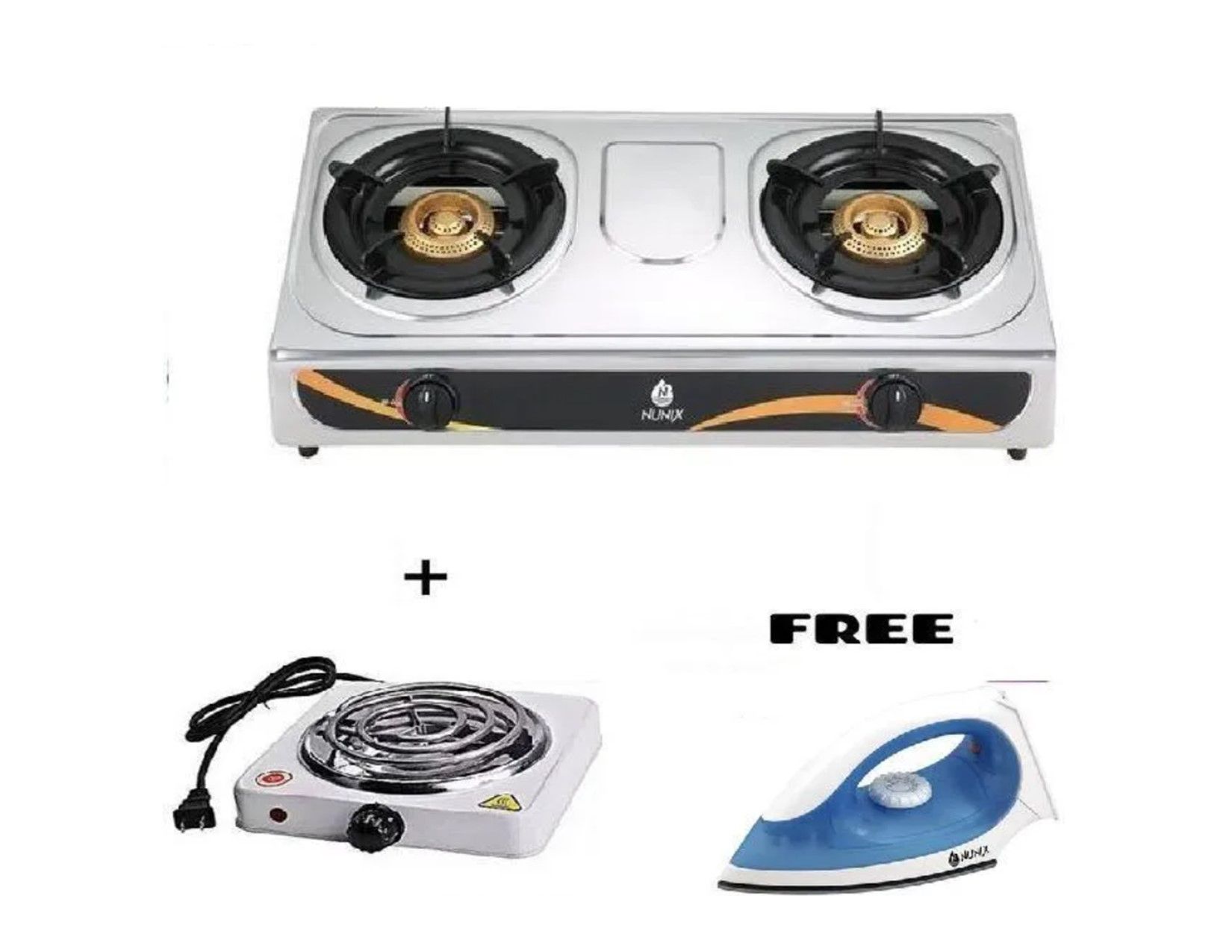 Best price for Nunix Double Gas Burner Stove + Electric Cooker + FREE ...
