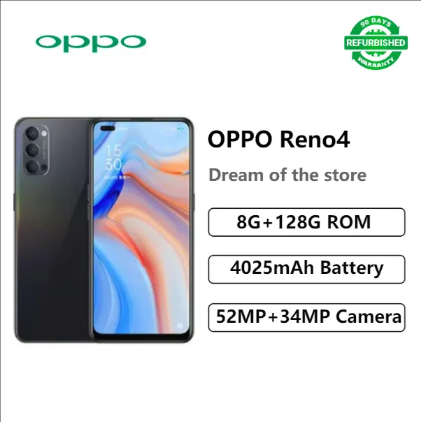 Best price for Refurbished OPPO Reno 4 5G 8GB+128GB 6.4 inches 48MP+32MP 4020mAh Face ID Dual ...