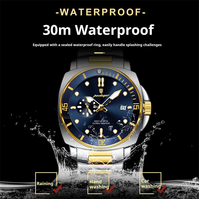 Best price for POEDAGAR Top-Tier Swiss Men's Quartz Watch: Large Dial Stainless Steel Band ...