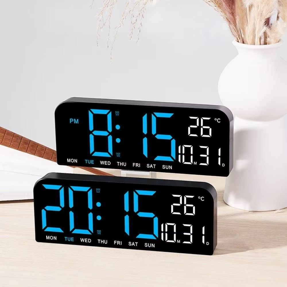 Best price for Brightness Adjustment LED Digital Wall Clock 12/24H Format Date Week Alarm Clock ...