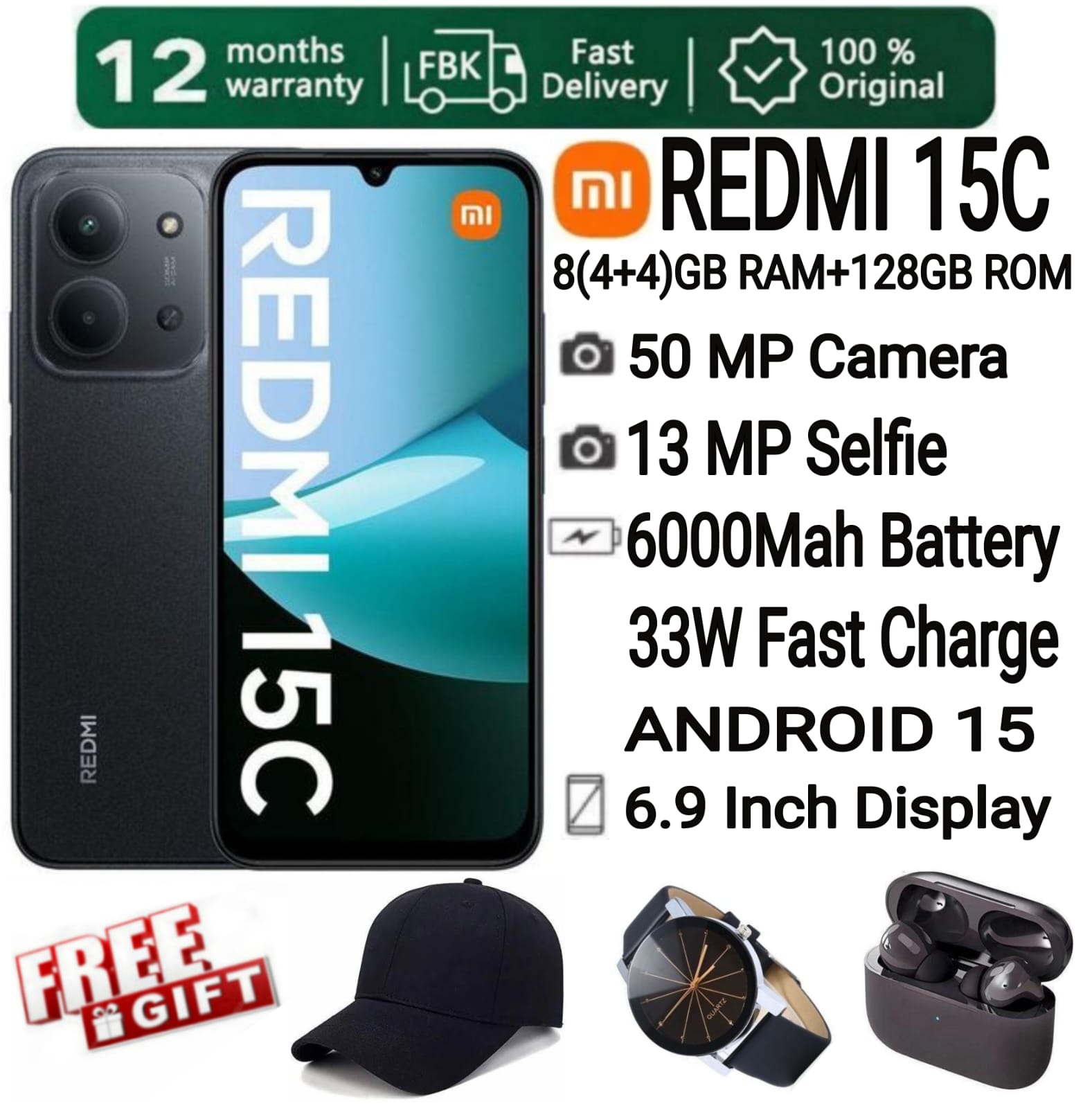 Best price for [SUPER DEALS!!!] REDMI 15C 128GB Storage Up to 8(4+4) GB ...