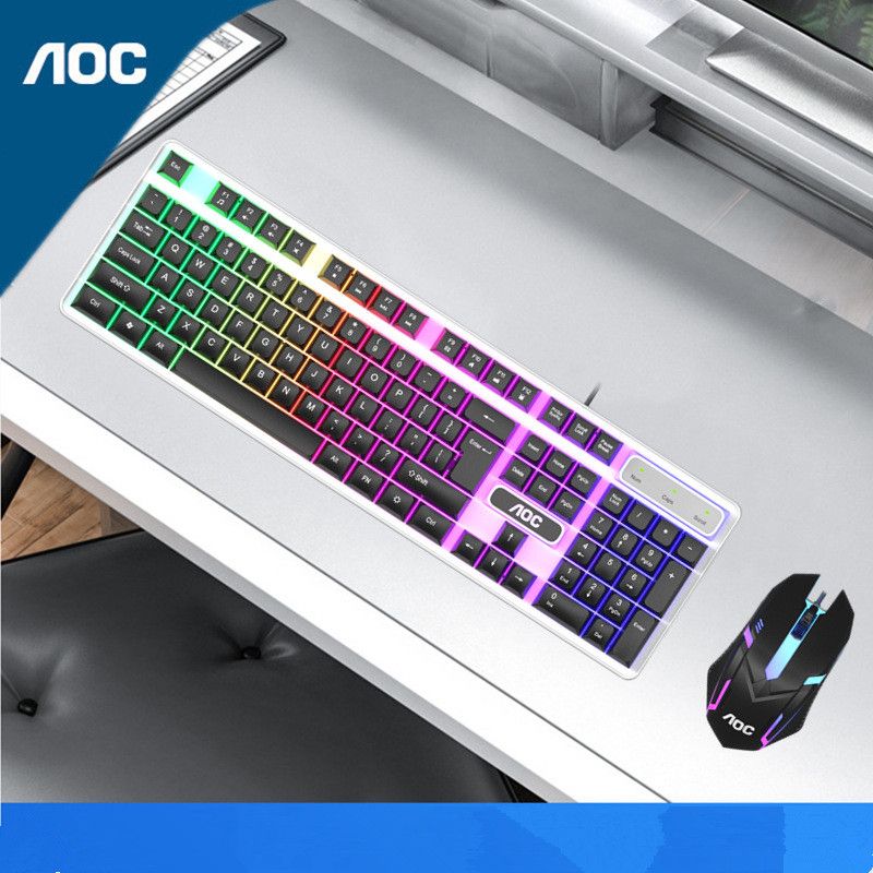 Best price for AOC KM100 Wired USB Floating Light Keyboard Mouse Set ...