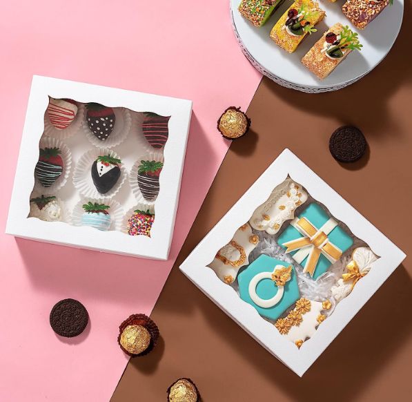 Best price for 5Pcs Clear Square Cake Boxes with Window Candy Chocolate ...