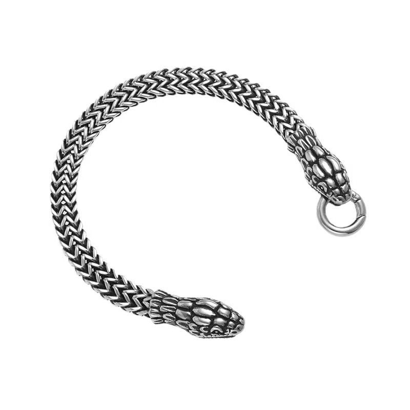 Best price for Stainless Steel Double Snake Head Men Bracelet Punk ...