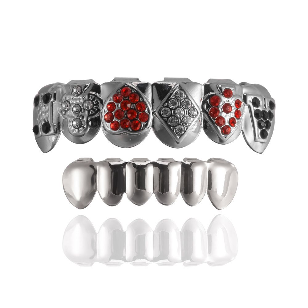 Best price for Dazzling Silver Plated Grillz Set Diamond Inlay Grillz ...
