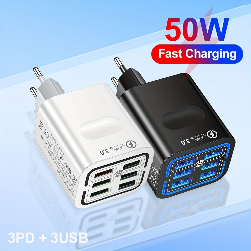 Best price for 50W Fast Charging Power Adapter, 6 USB Ports with EU ...