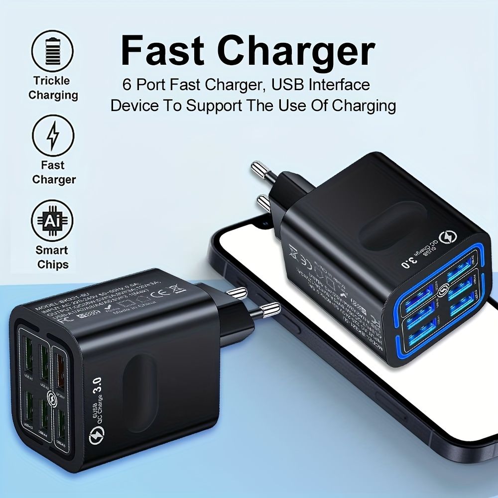 Best price for 50W Fast Charging Power Adapter, 6 USB Ports with EU ...
