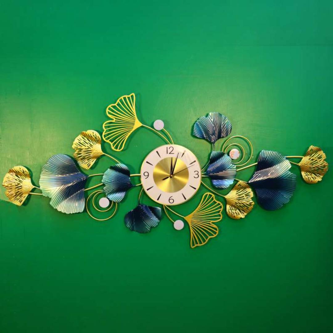 Best price for Large Ginkgo Leaf Design Wall Clock Home Color ...