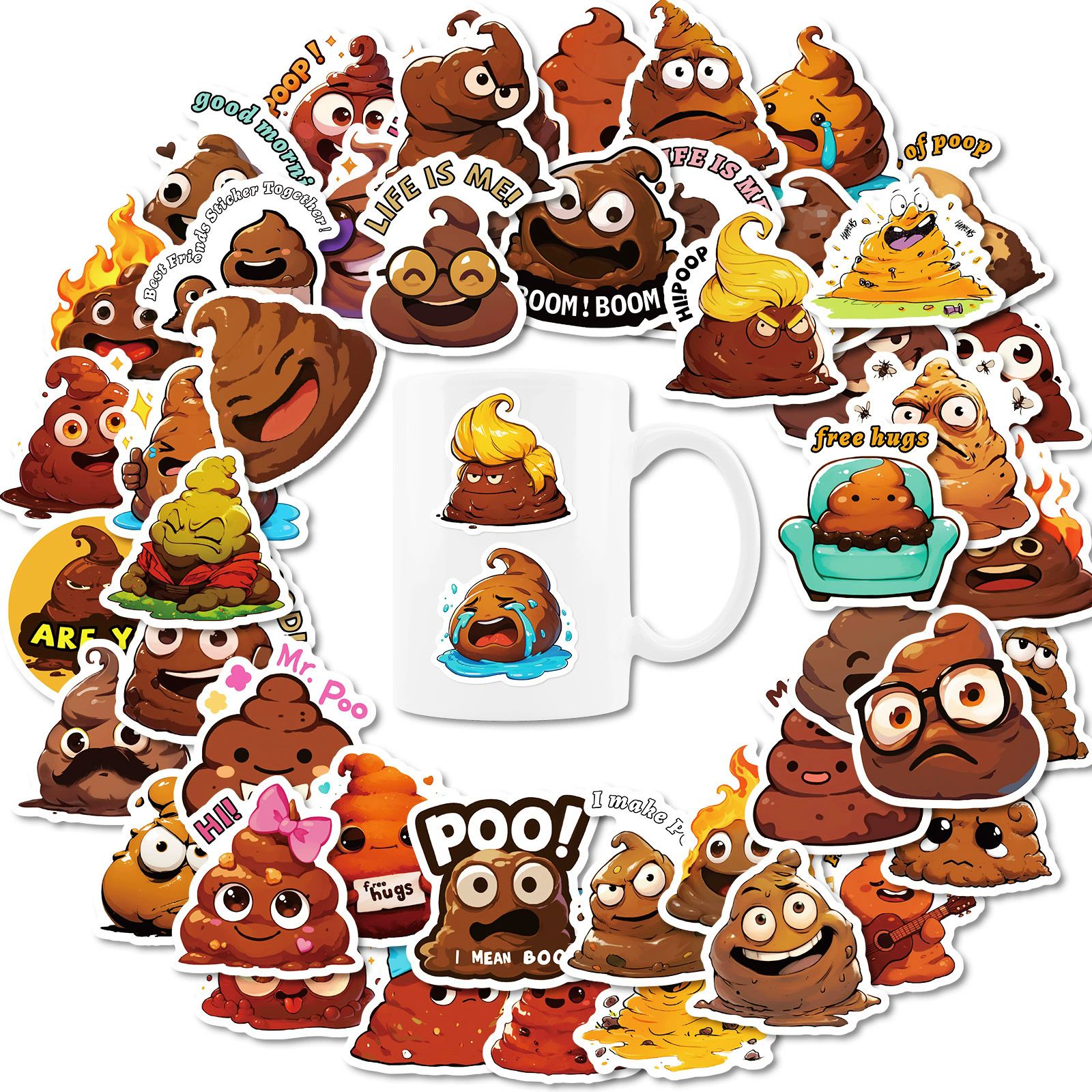 Best price for 50PCS Cartoon Poop Spoof Personality Decoration Graffiti ...