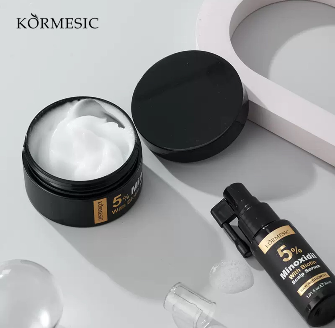 Best price for 4 pieces Kormesic 5% Minoxidil with Biotin Set (4-in-1 Complete Hair Care System ...