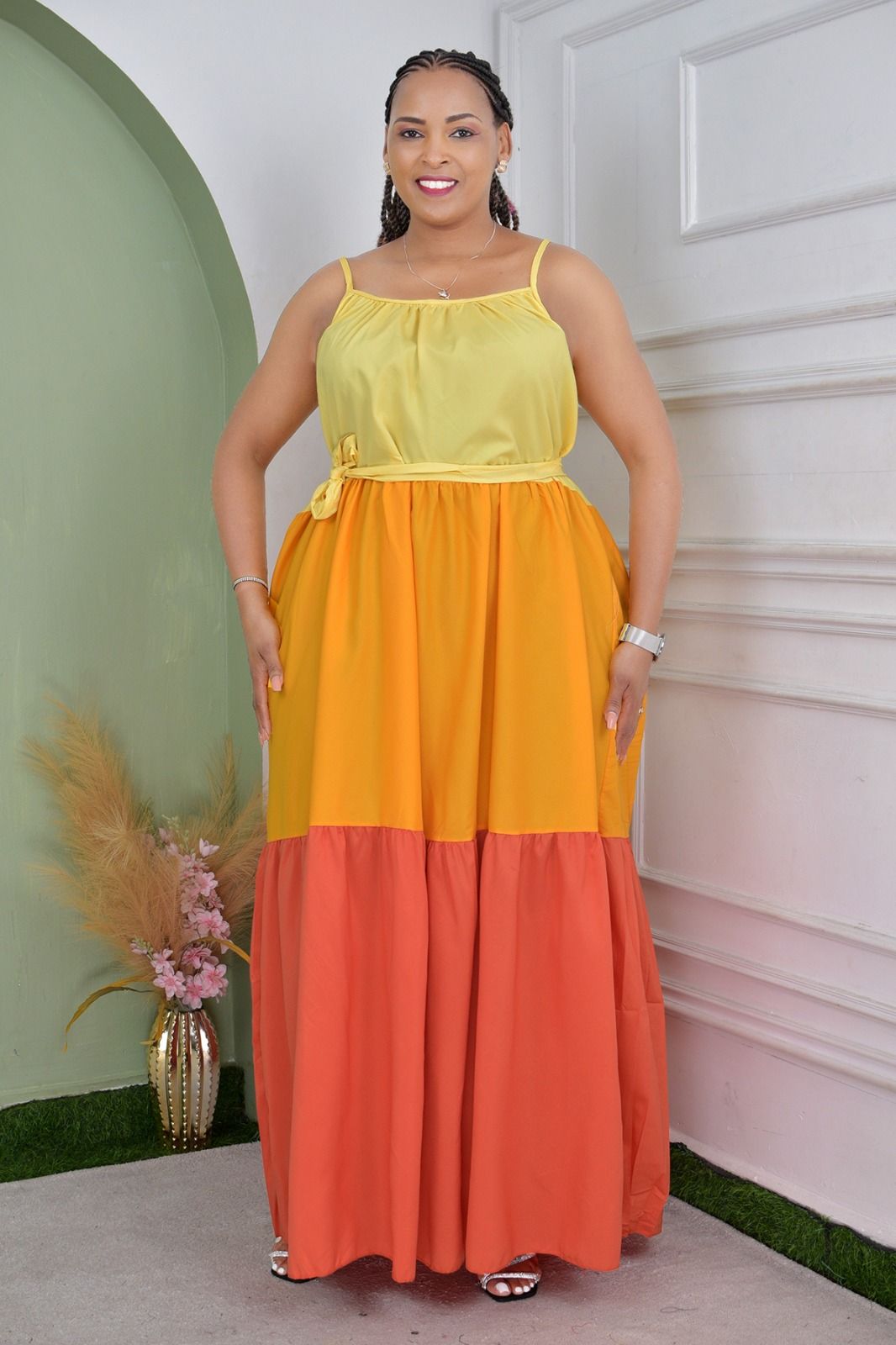 Best price for Fastion ladies classy dress Color-Yellow Size-L 1001307892
