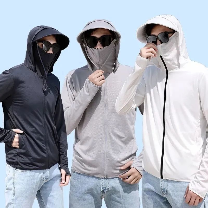 Best price for Ice Silk Sunscreen Clothing for Men, Summer Hooded ...