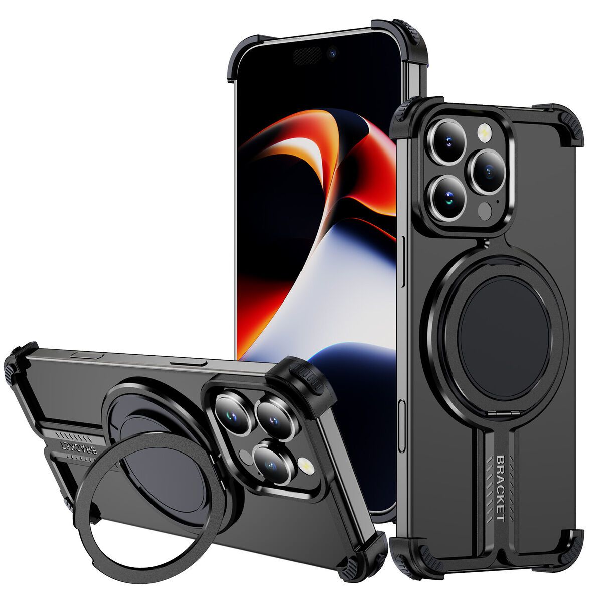 Best price for Magnetic Metal Frameless Bumper Stand Case For iPhone 16 ...