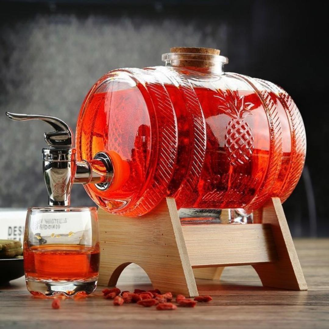 Best price for Multiple purposes Glass Barrel shaped juice Dispenser ...