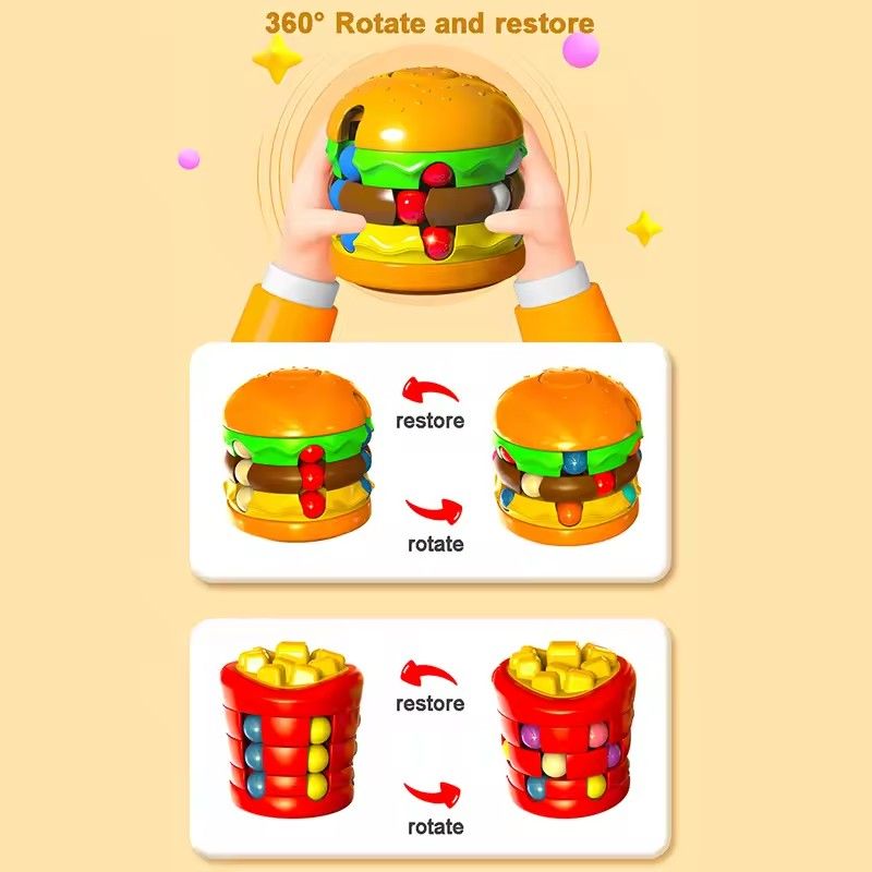 Best price for 1PC Kids Magic Cube Hamburger Rotating Bean Creative ...