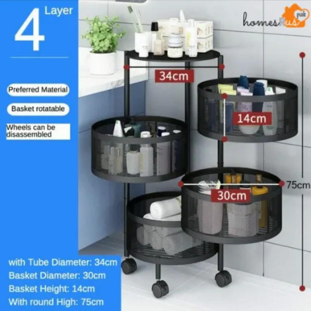 Best price for 4-Layer Rotating Storage Rack for Kitchen with Wheels and Swivel, Fruit Basket ...